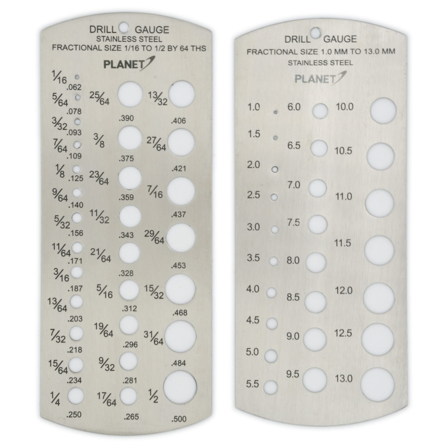 Planet Drill Gauge 2 Piece Set Metric and Imperial - Planet Plus Ltd